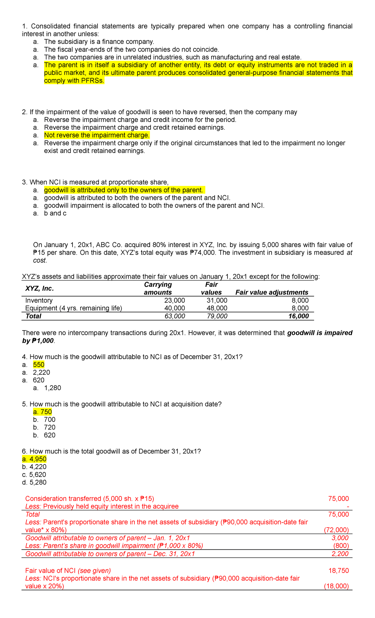 P3-exam - go hzhshshshs - Consolidated financial statements are typically prepared when one ...