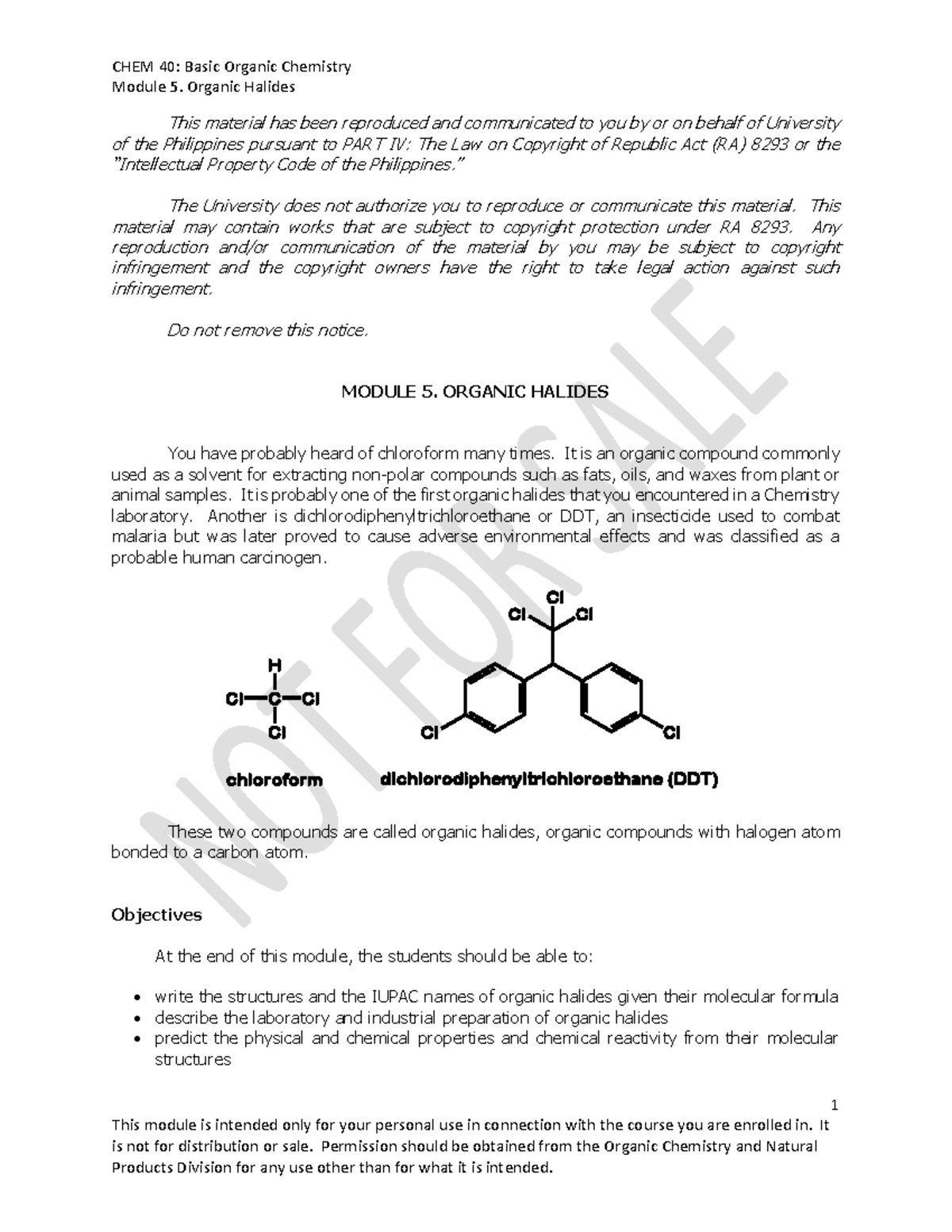 Module 5 Organic Halides Module - Module 5. Organic Halides 1 This ...