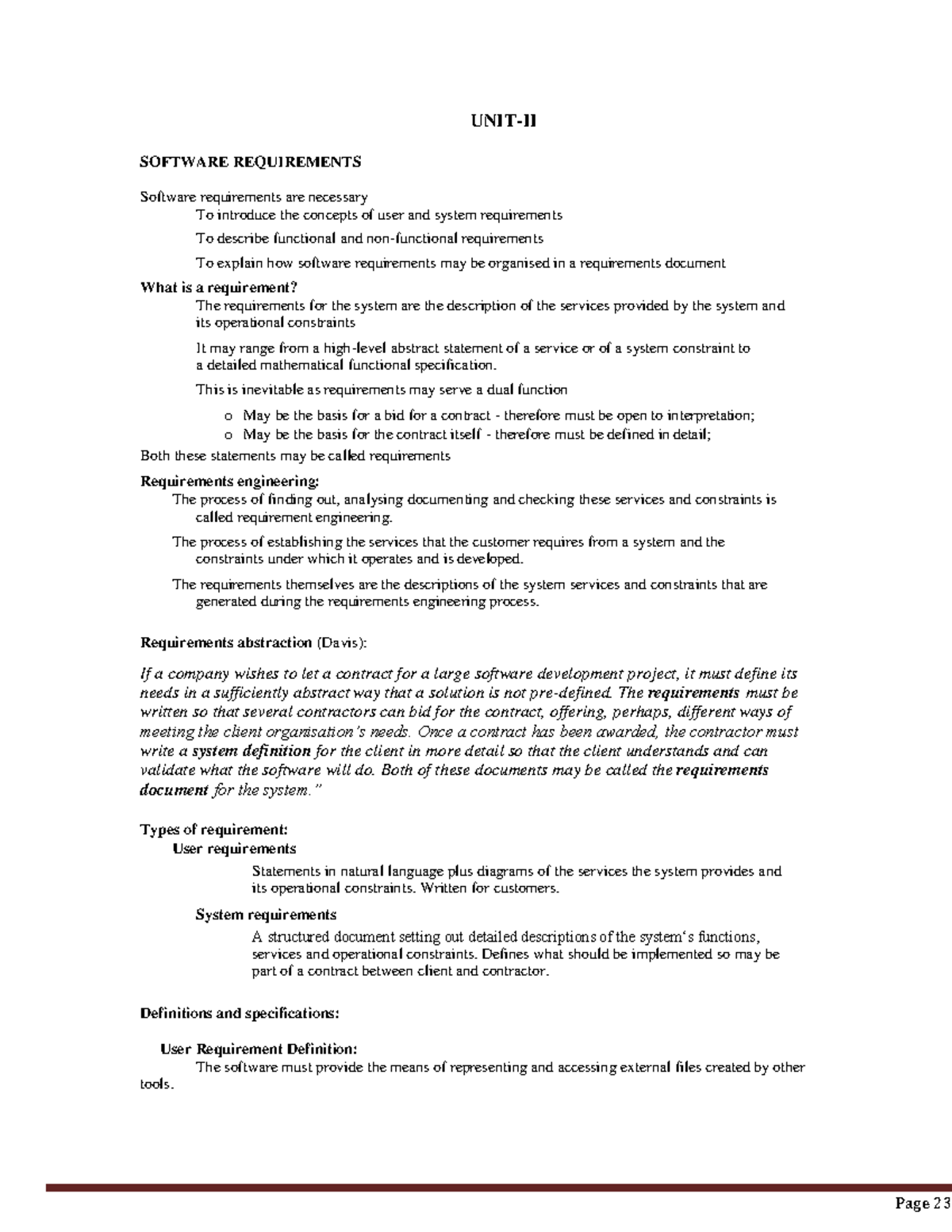 Software Engineering Notes-28-36 - UNIT-II SOFTWARE REQUIREMENTS ...