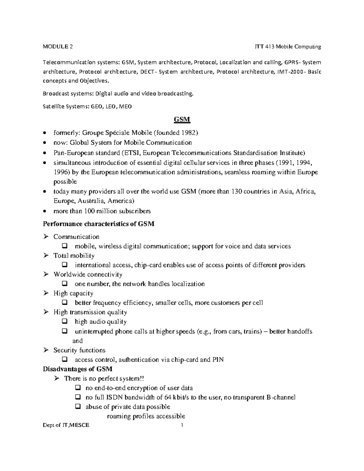 MC m2 - it notes ktu - Telecommunication systems: GSM, System ...