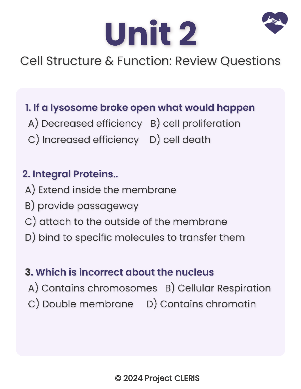 AP Biology Unit 1 Review Questions Chemistry of Life - Unit 2 Cell ...