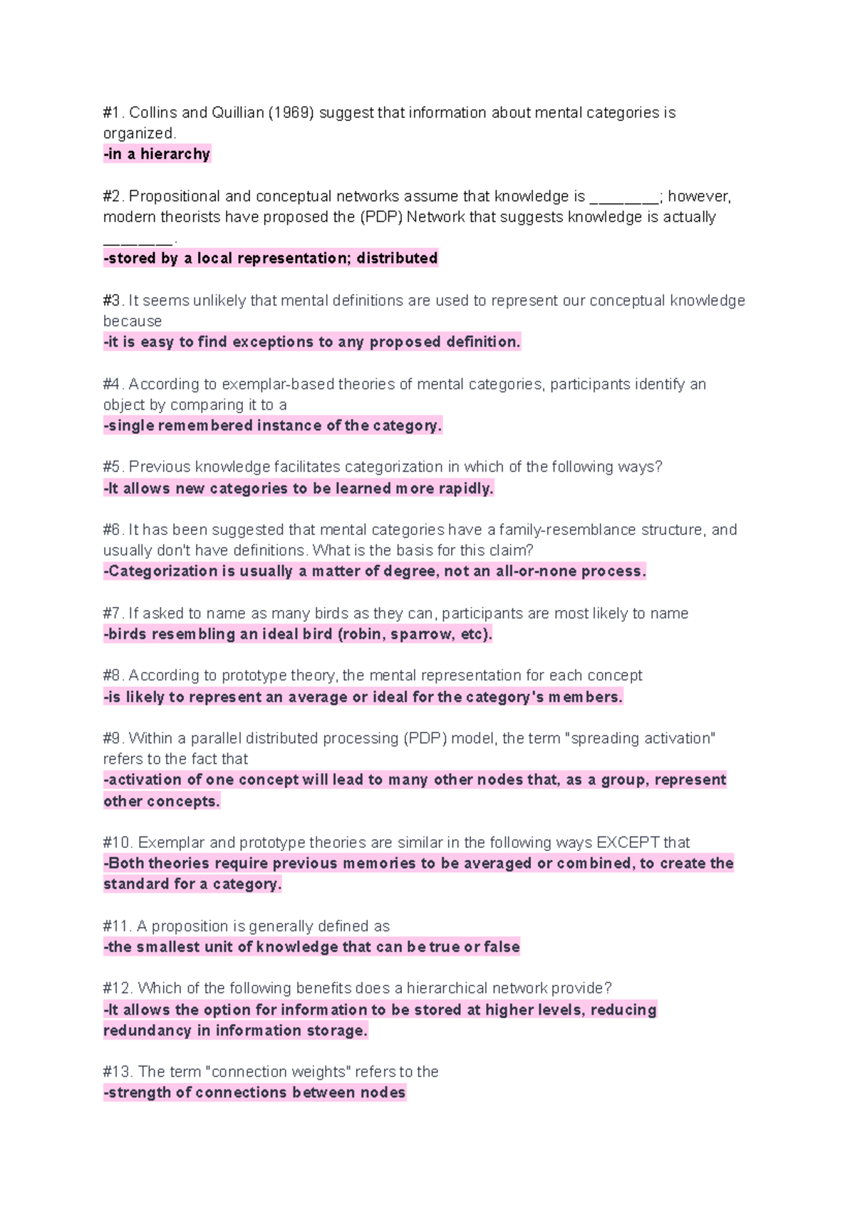 211 EXAM Multiple - #1. Collins and Quillian (1969) suggest that ...