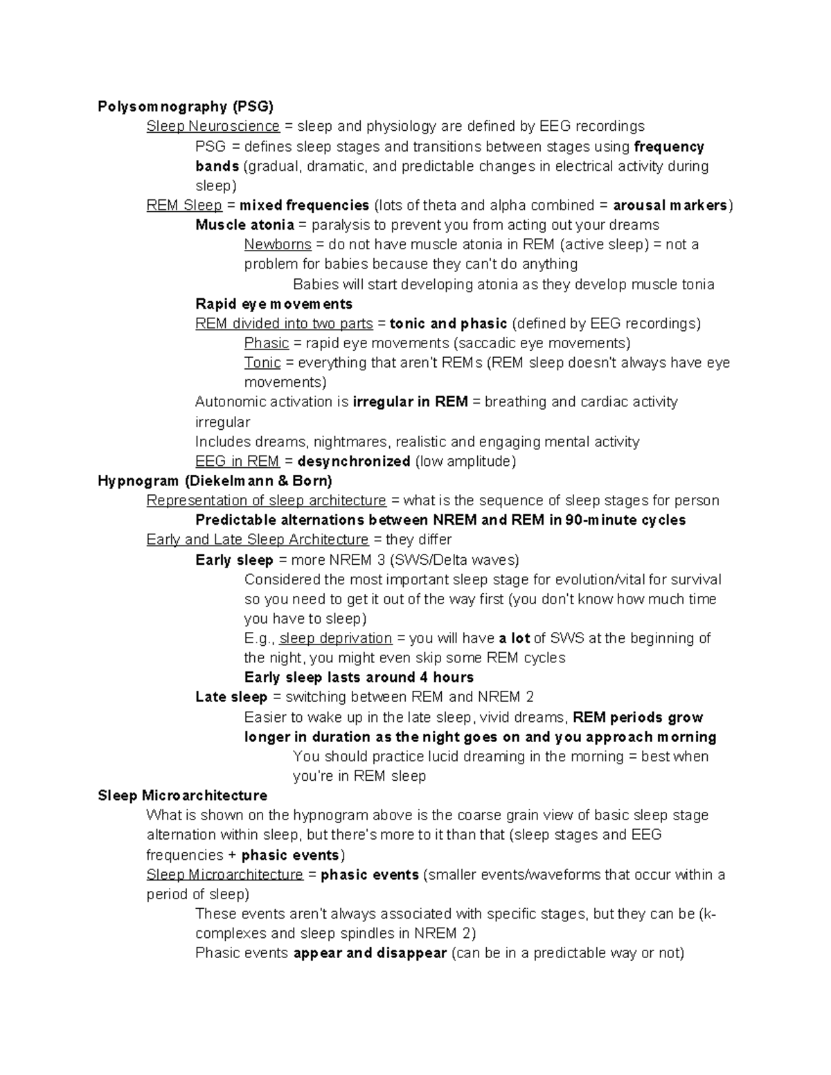 Sep. 07 – Sleep architecture, introduction to neurobiology of sleep ...