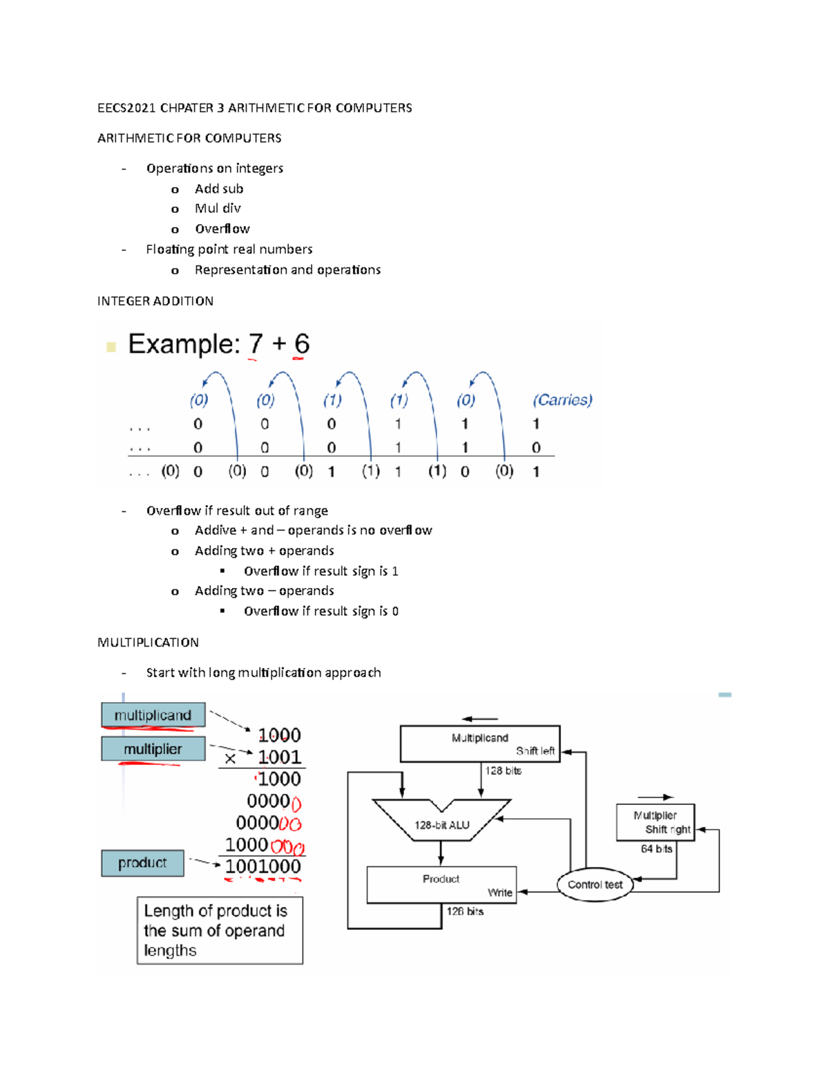 EECS2021 Chpater 3 Arithmetic FOR Computers - EECS2021 CHPATER 3 ARITHMETIC FOR COMPUTERS ...