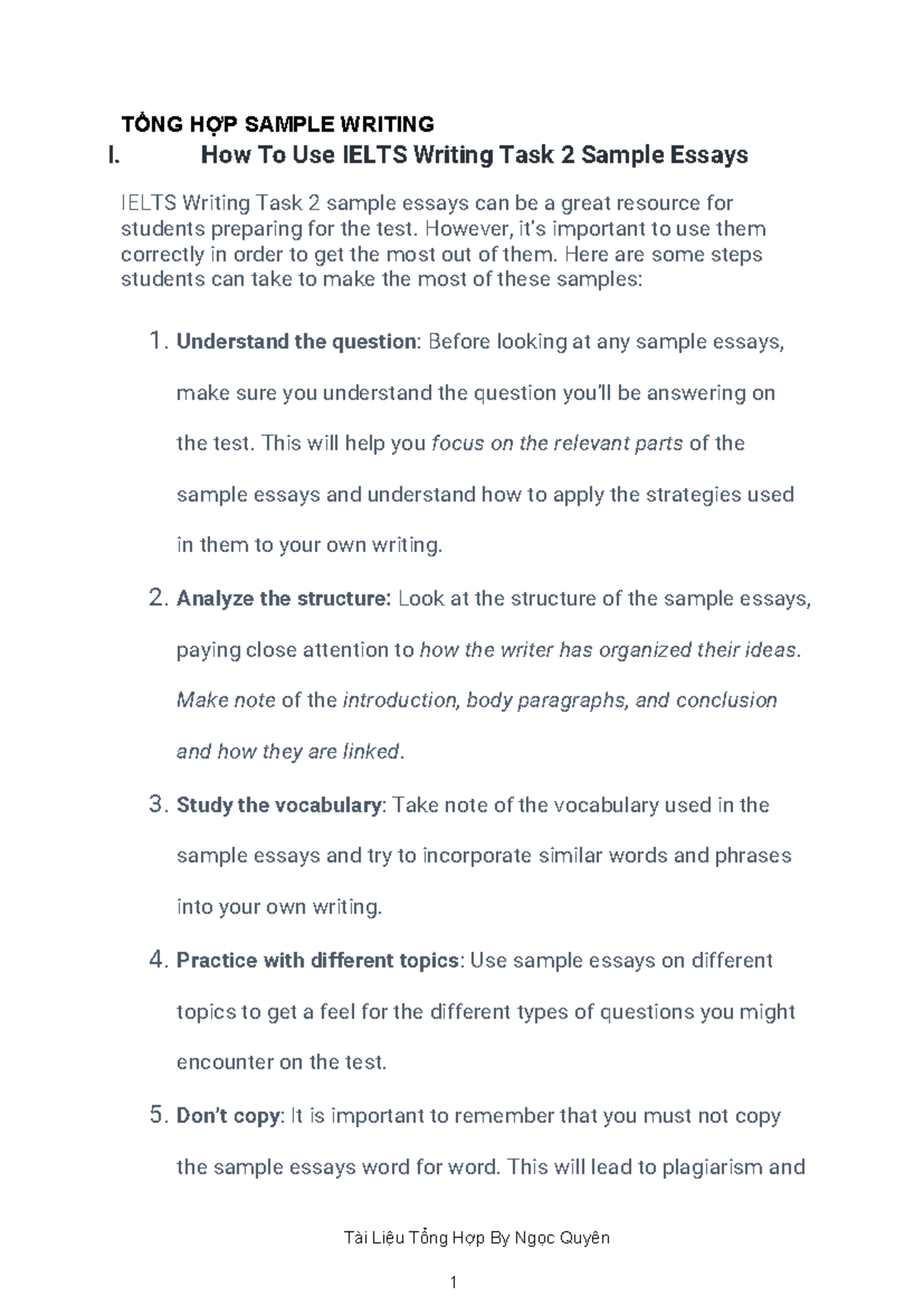 TỔNG HỢP Sample Writing - TỔNG HỢP SAMPLE WRITING I. How To Use IELTS ...