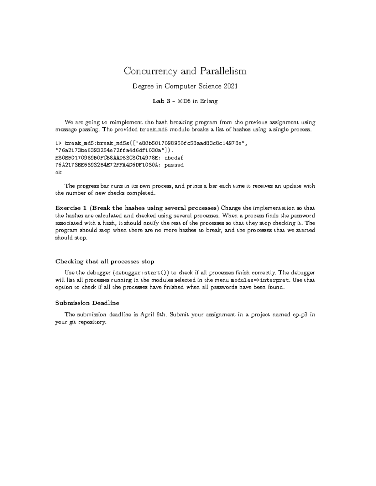 Lab3 - Tercera práctica CP - Concurrency and Parallelism Degree in ...