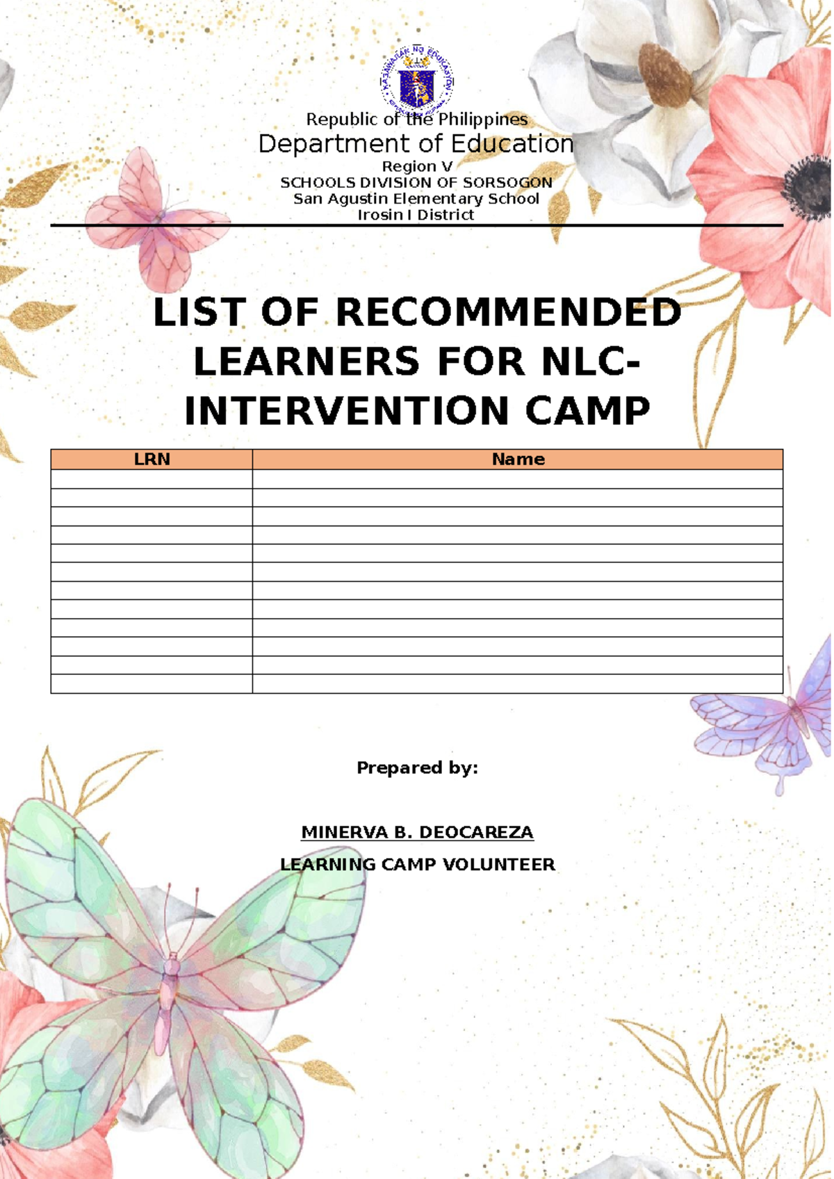 National Learning Camp Specific Guidelines on Implementing National ...