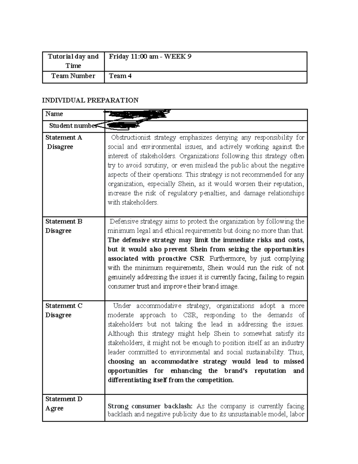 9 - TUT9 - Tutorial day and Time Friday 11:00 am - WEEK 9 Team Number Team 4 INDIVIDUAL ...