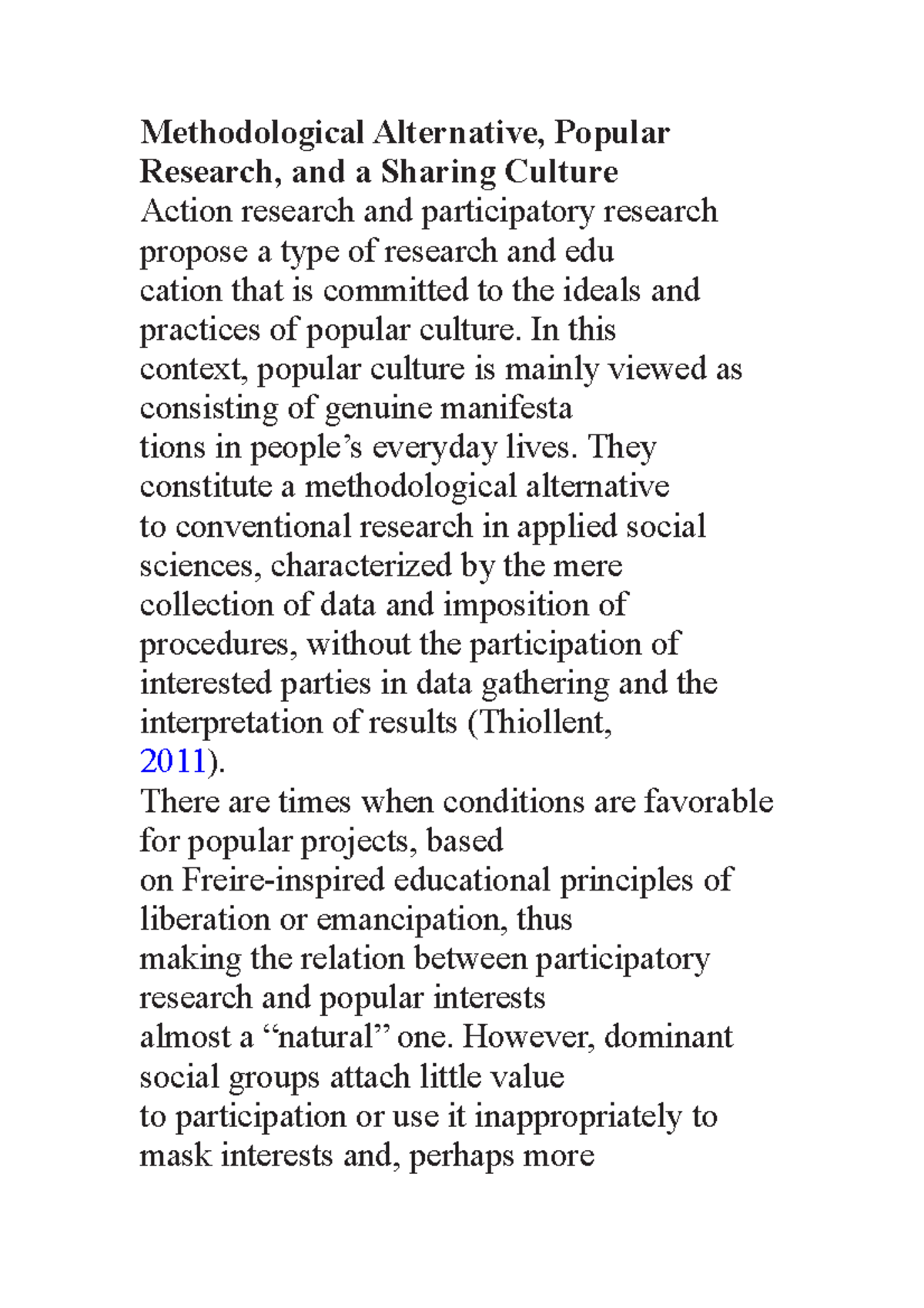 Methodological Alternative, Popular Research, and a Sharing Culture ...