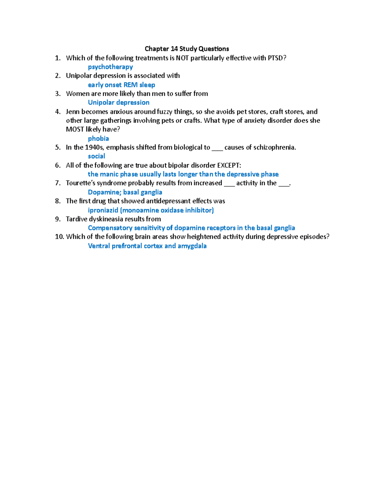Chapter 14 Study Questions - Chapter 14 Study Questions 1. Which of the ...