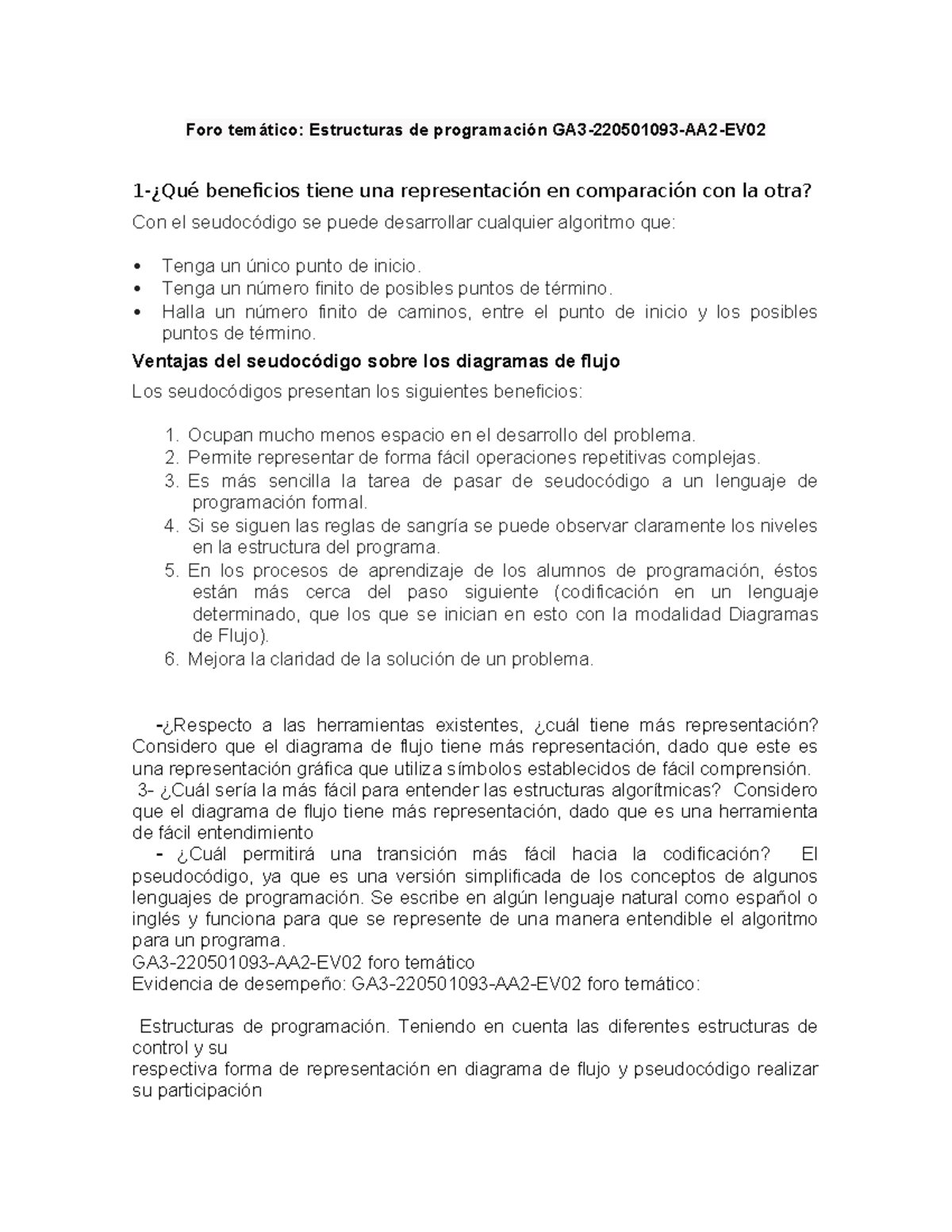 Estructuras de programación GA3-220501093-AA2-EV02 - Foro temático ...