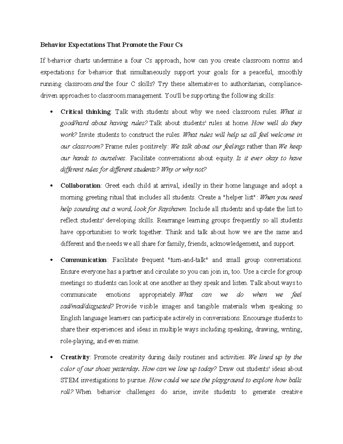 Classroom management and 4C's of Classroom management - Behavior ...