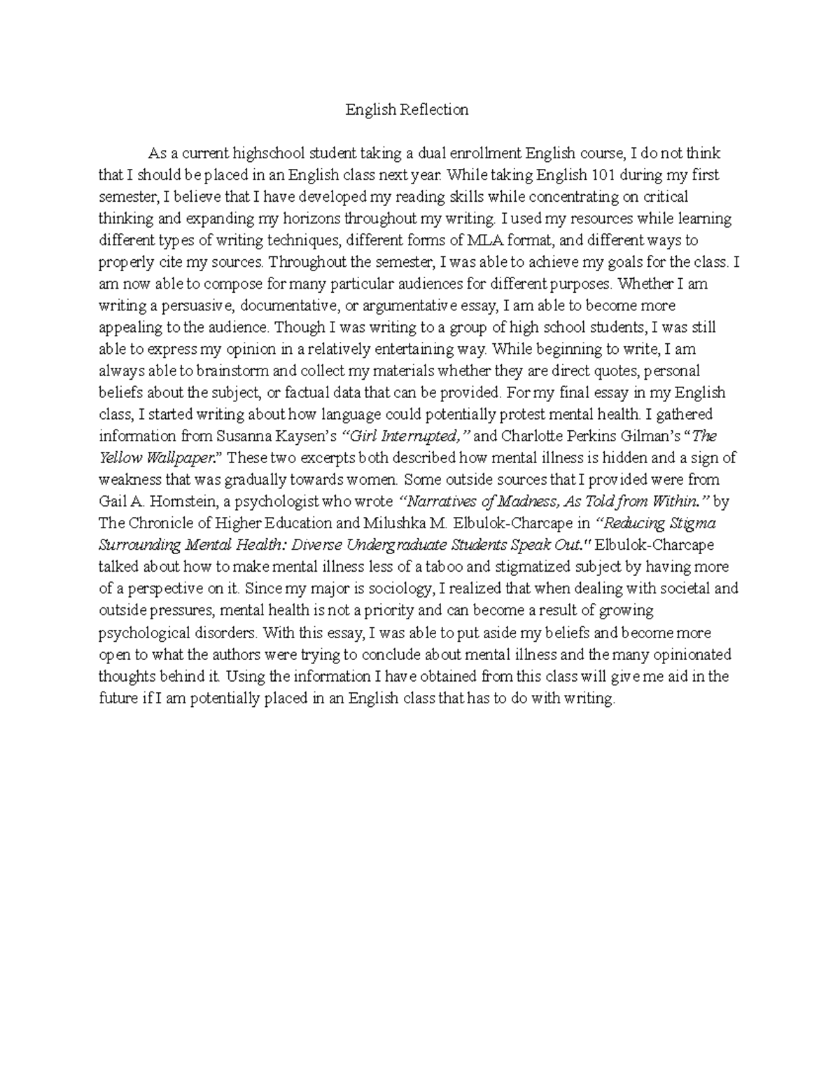 English Reflection- Brazille Dos Santos-2 - English Reflection As a ...