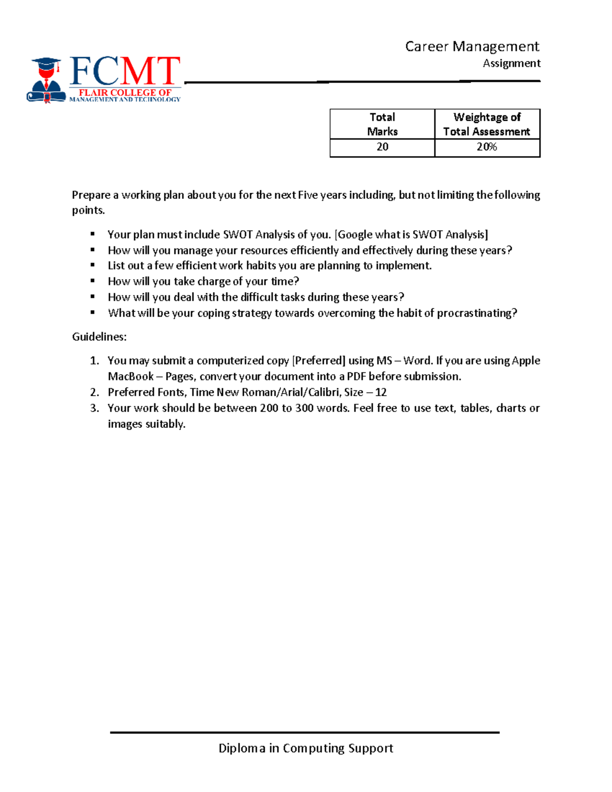 Career management - Career Management Assignment Diploma in Computing ...