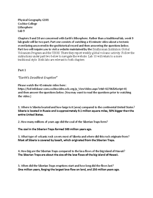 Lab 10 plate tectonics - geography - Geography 101 Lab 10 Plate ...