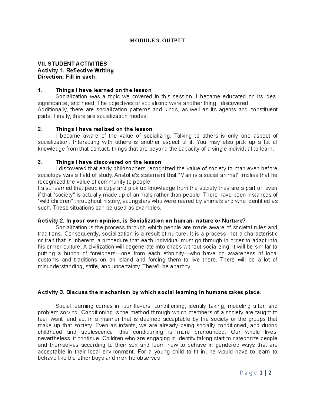 Module 3 - It contains the learning objectives are brief statements ...