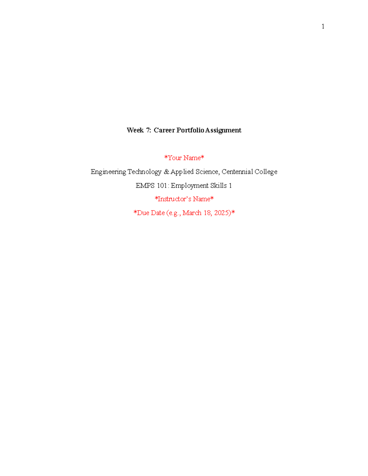 EMPS 101 - Week 7 - Career Portfolio Assignment Template - 2023-10-03 ...