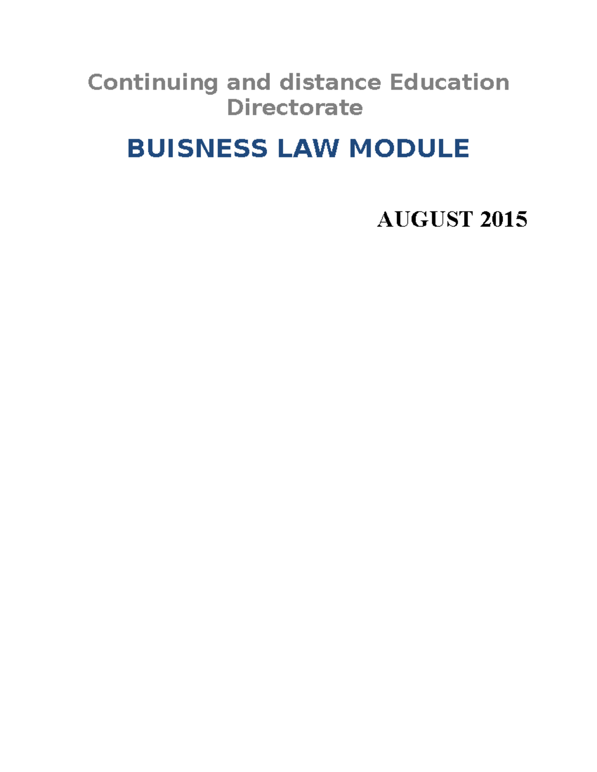 Business Law Module - Learn to best and clear - Continuing and distance ...
