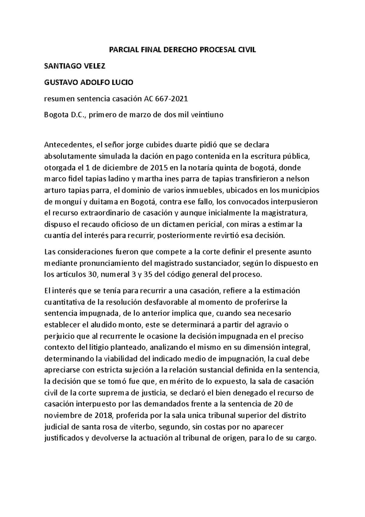 Documento 27 - fewfwe - PARCIAL FINAL DERECHO PROCESAL CIVIL SANTIAGO ...