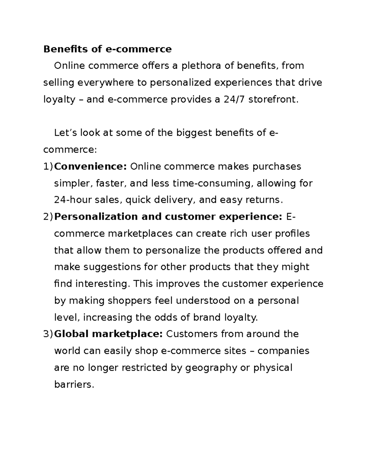 The Four (4) Benefits of Electronic Commerce (E-commerce) - Benefits of ...