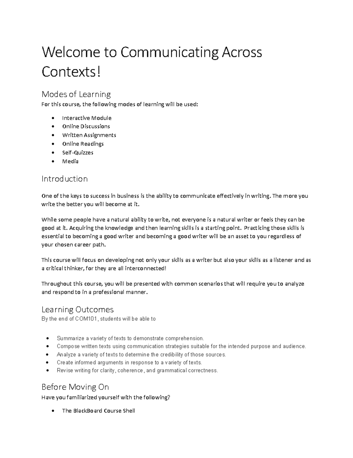 Introduction - intro - Welcome to Communicating Across Contexts! Modes ...