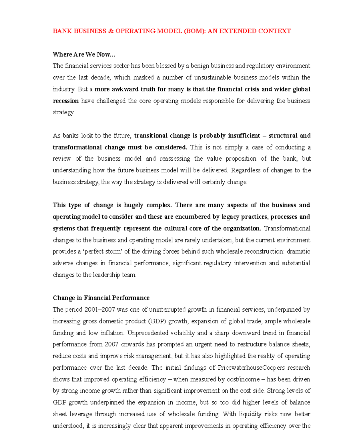 Ch03 Bank Business Operating model - BANK BUSINESS & OPERATING MODEL ...