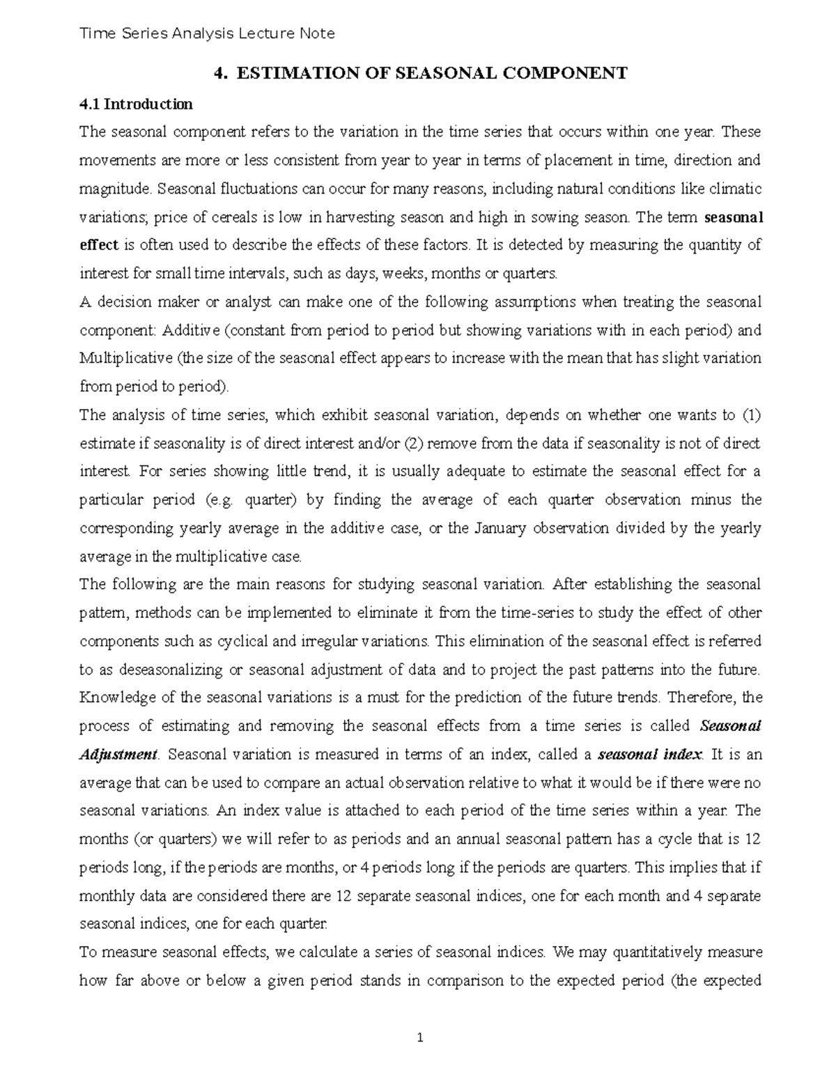Seasonal Component - Time series analysis - 4. ESTIMATION OF SEASONAL ...