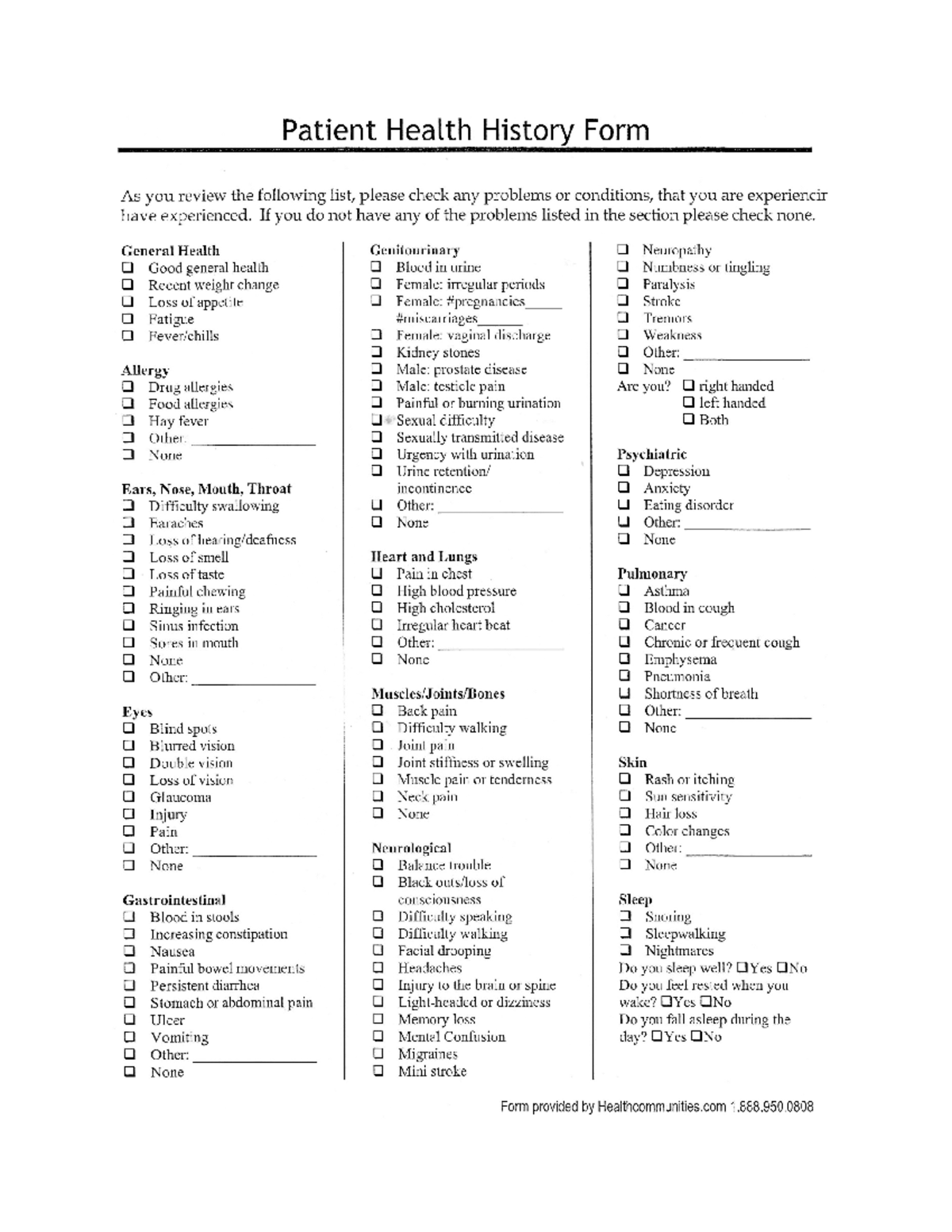 Patient History Form - NUR 2092 - Studocu