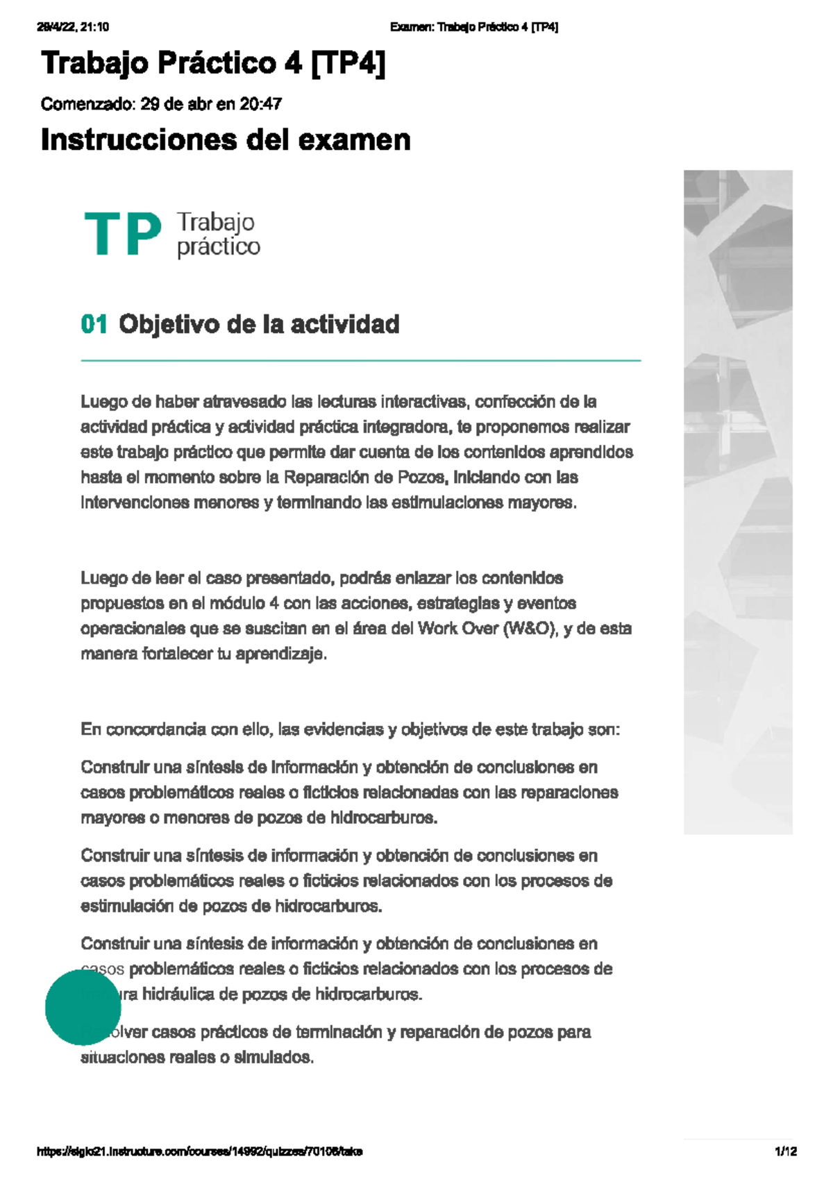 TP4 85% - Terminación y reparación de pozo - Studocu