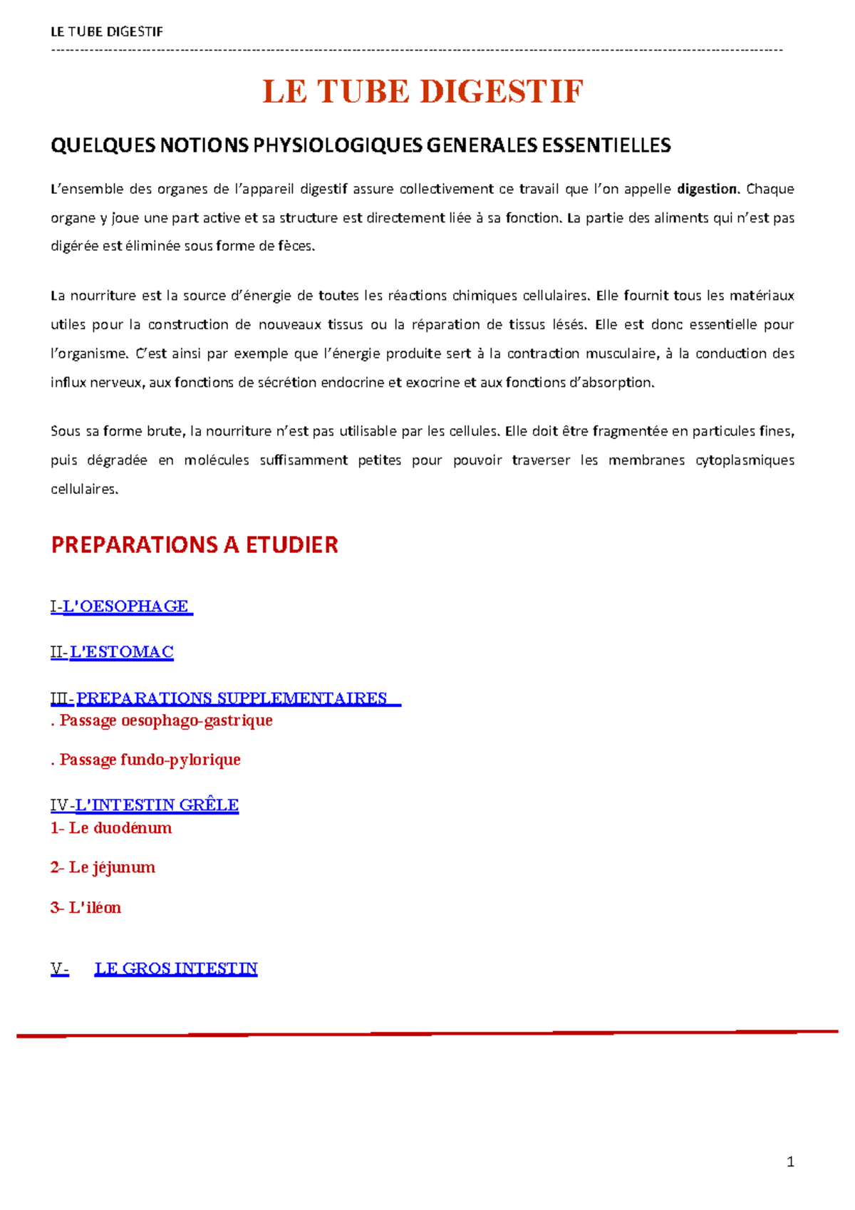 TD-PDF-V2 - Cours - LE TUBE DIGESTIF QUELQUES NOTIONS PHYSIOLOGIQUES GENERALES ESSENTIELLES ...