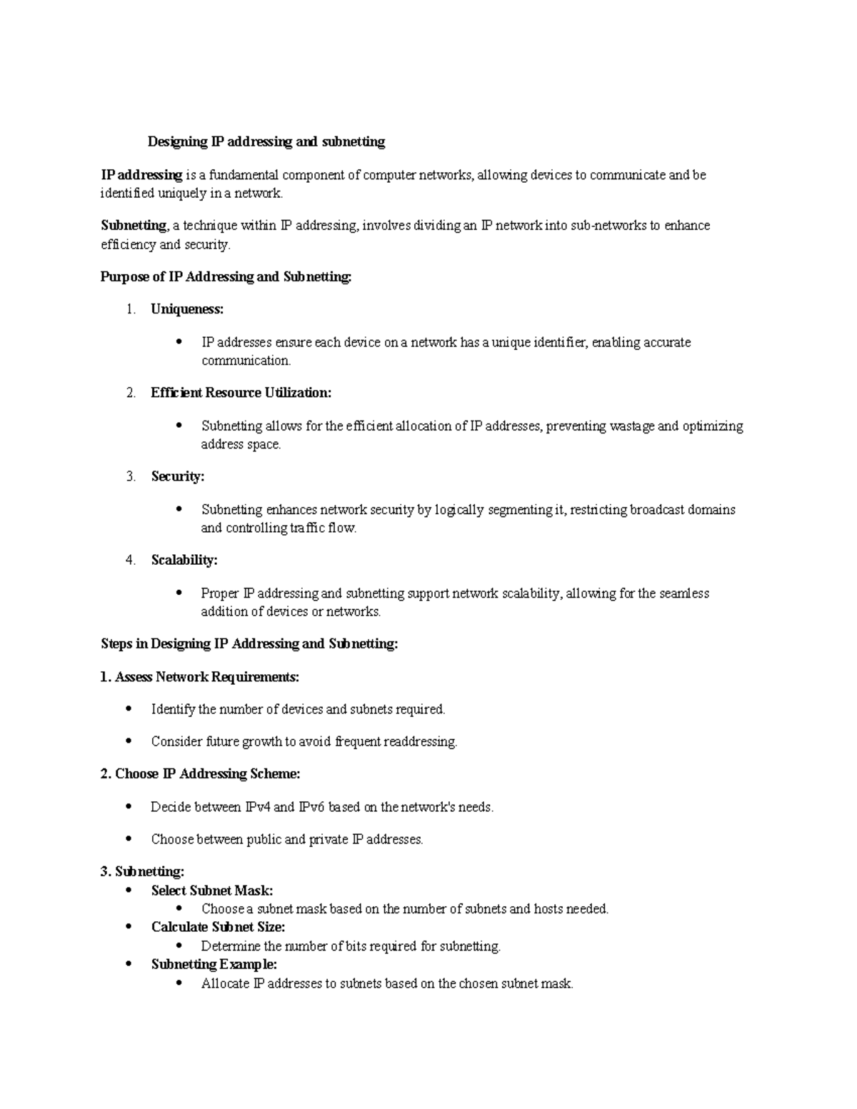 Week 5 start - notes - Designing IP addressing and subnetting IP ...
