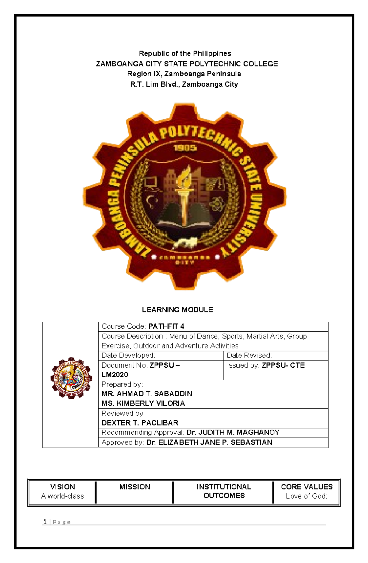 Pathfit-4 - Republic of the Philippines ZAMBOANGA CITY STATE ...