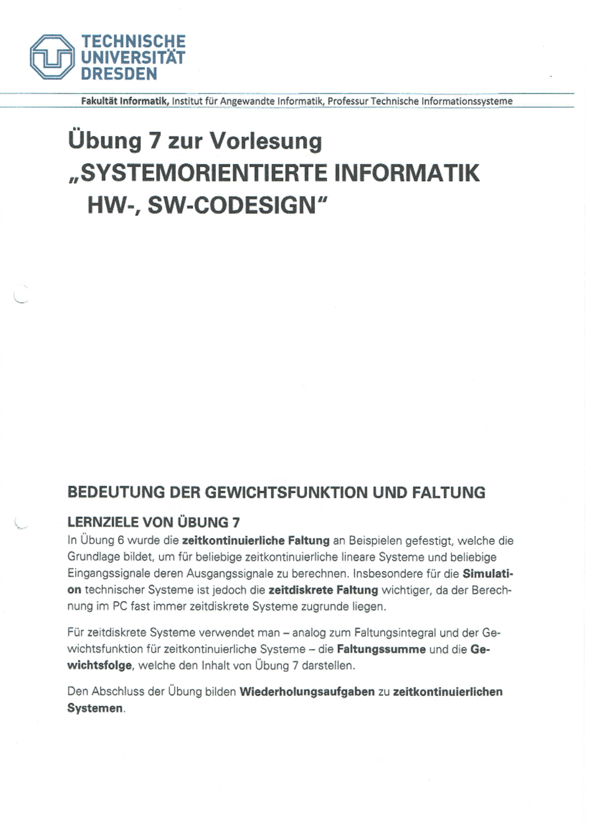 Übung 7 - Systemorientierte Informatik/ Hardware Software Codesign ...
