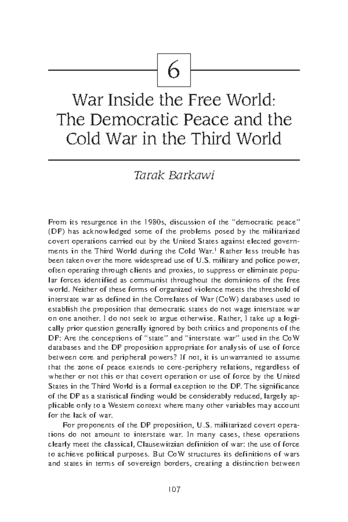 readings for politics 10 - 107 6 War Inside the Free World: The ...