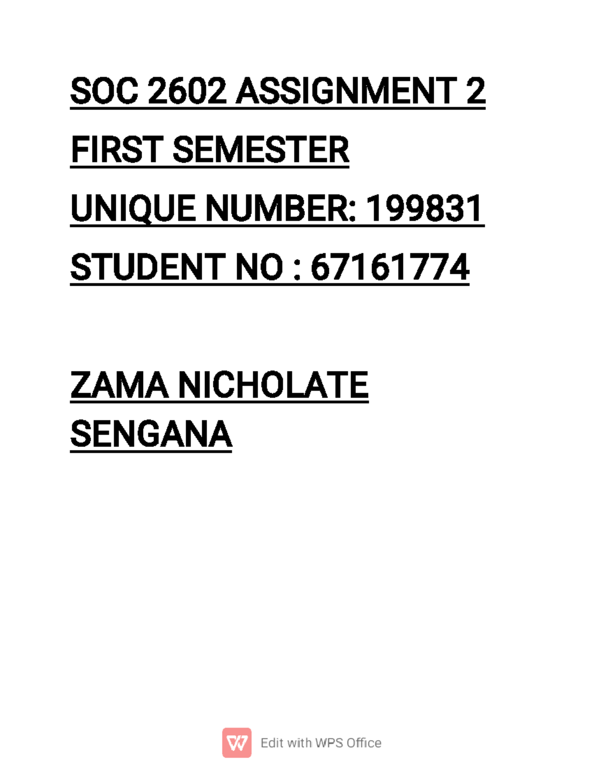 SOC 2602 Assign-2 - SOC 2602 ASSIGNMENT 2 FIRST SEMESTER UNIQUE NUMBER ...