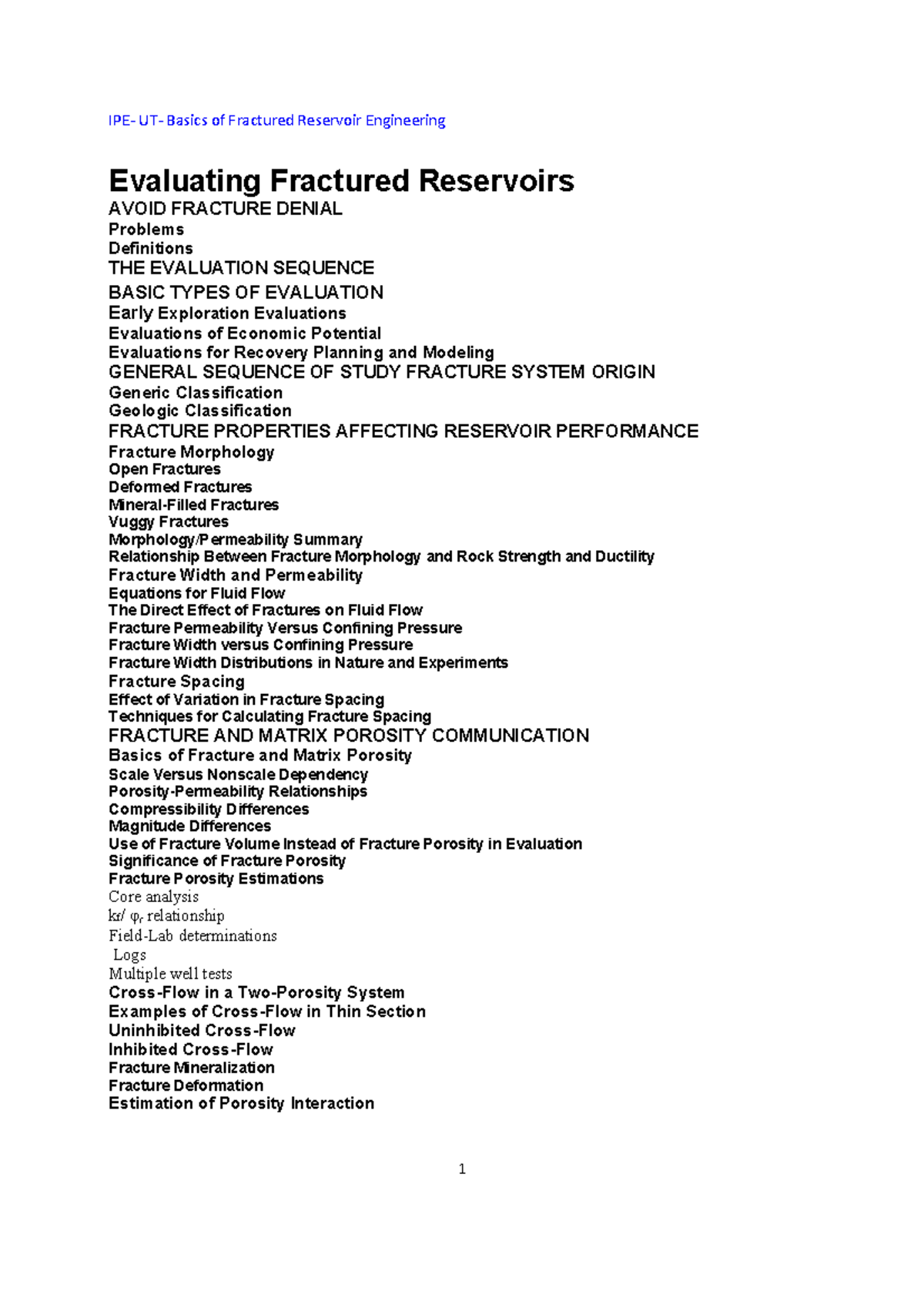 Evaluating Fractured Reservoirs - IPE- UT- Basics of Fractured ...