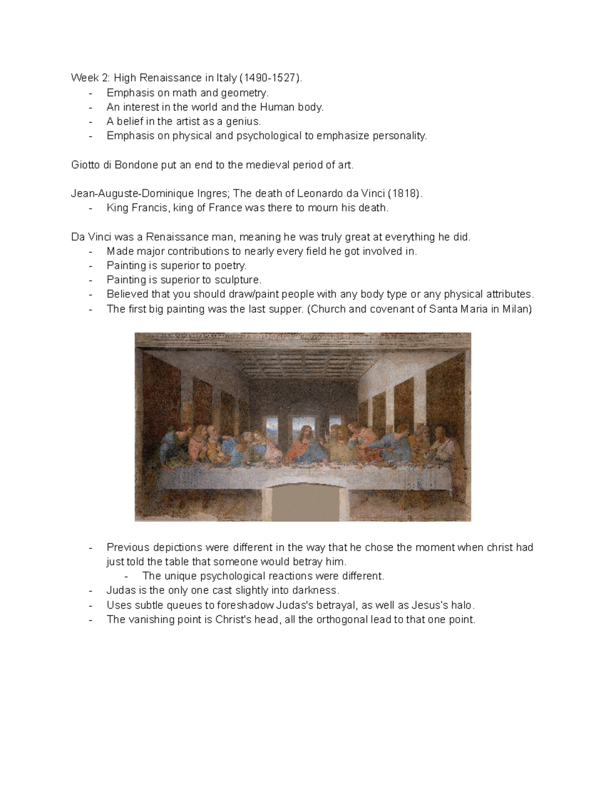 ARTH1101 Lecture Notes - Week 2: High Renaissance in Italy (1490-1527 ...