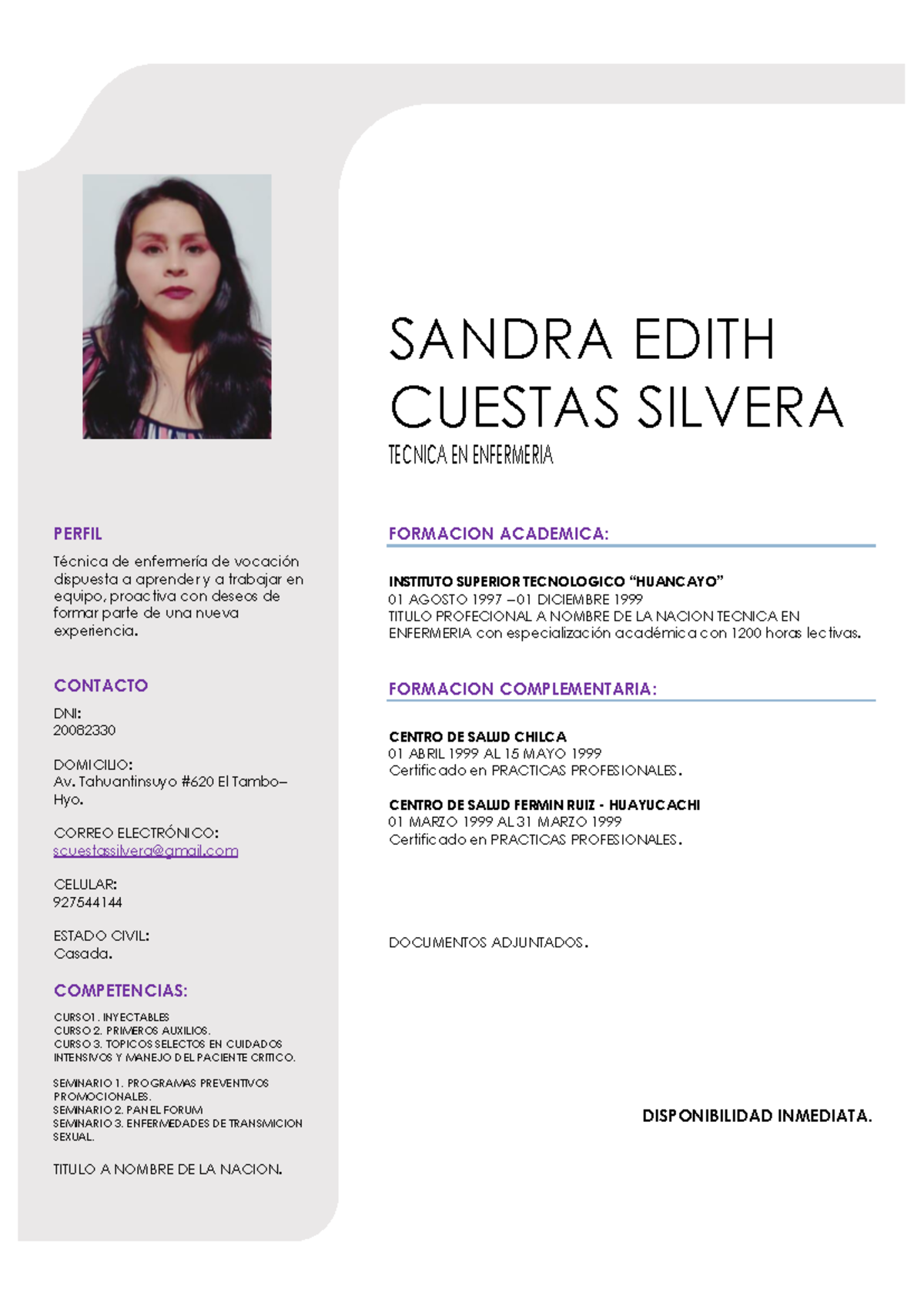 CV Sandra Cuestas - fdsg - SANDRA EDITH CUESTAS SILVERA TECNICA EN ...