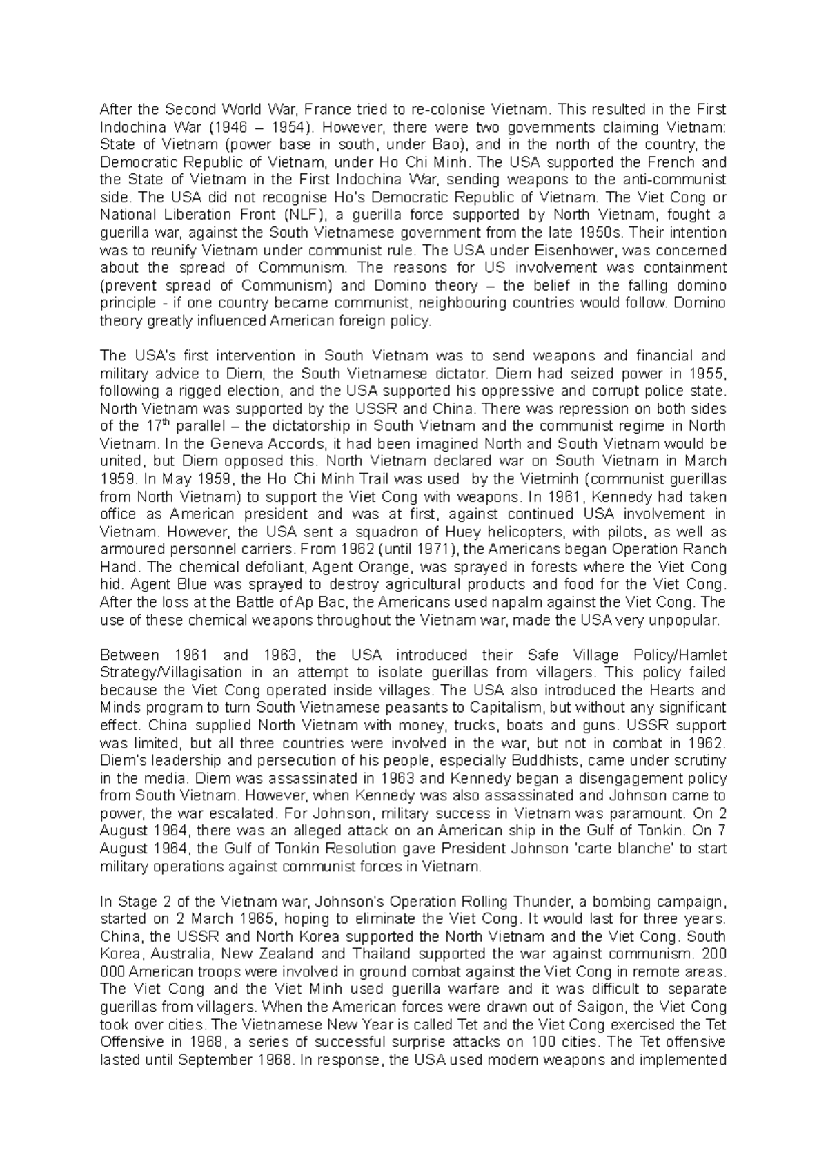 Vietnam essay - situ - After the Second World War, France tried to re ...
