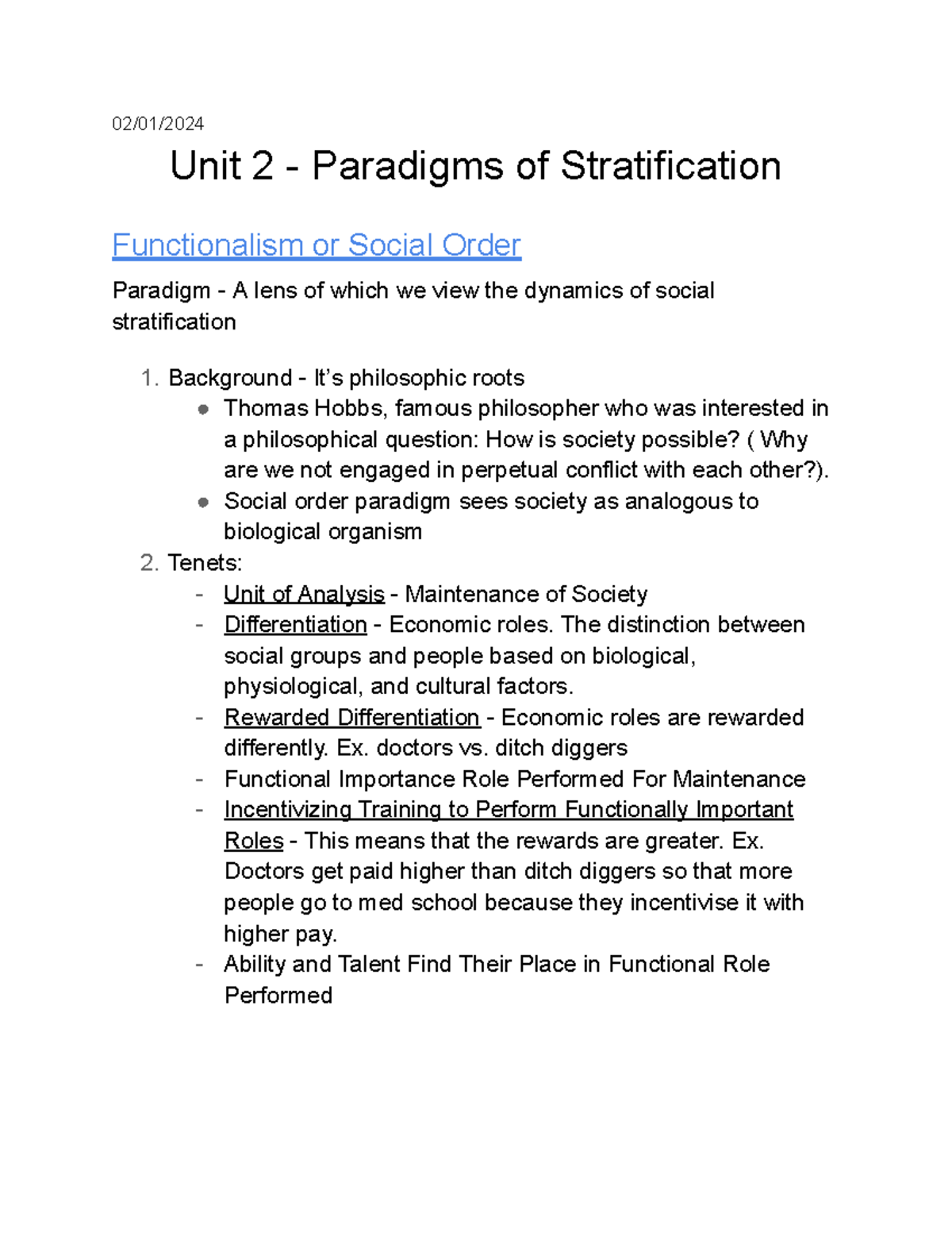 SOC 303 - Unit 2 - Paradigms of Stratification - 02/01/ Unit 2 - Paradigms of Stratification ...