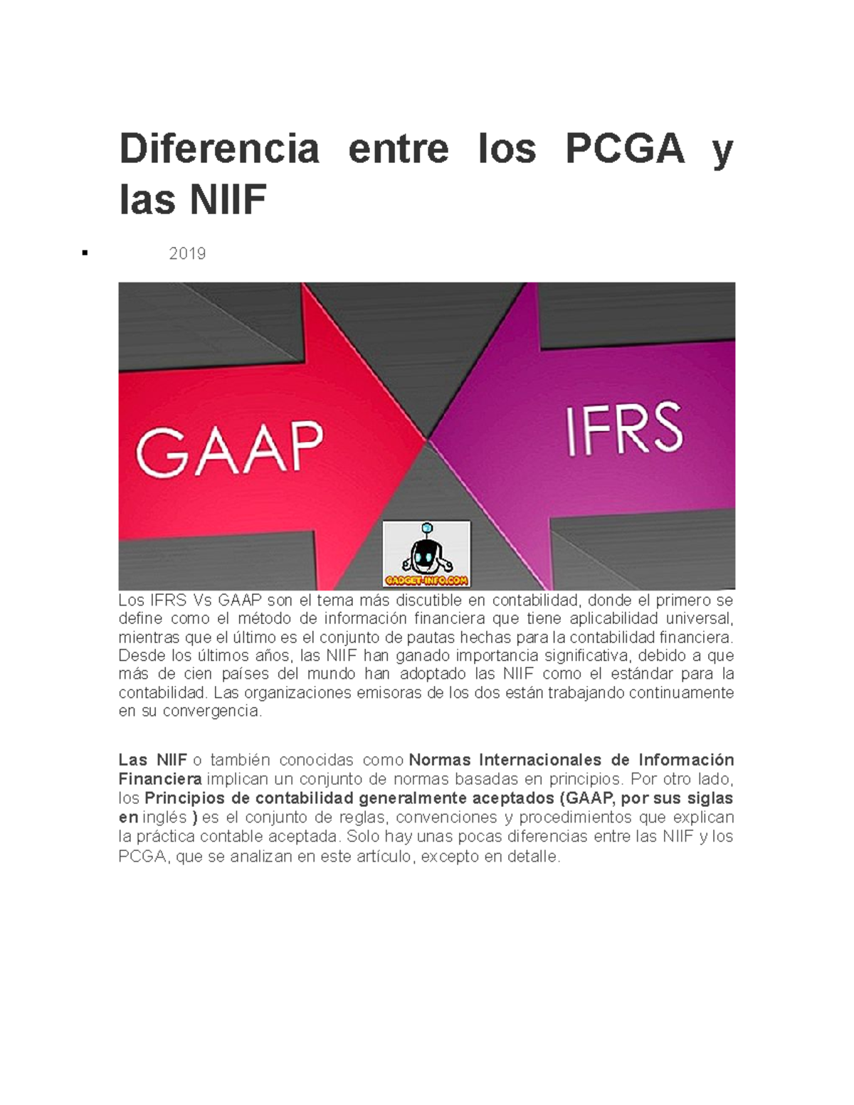 Diferencia entre los PCGA y las NIIF - Diferencia entre los PCGA y las ...