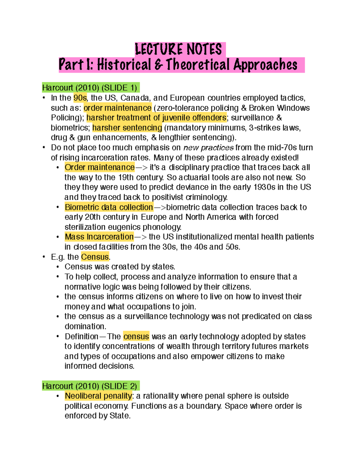 3656 Notes - LECTURE NOTES Part I: Historical & Theore tical Approache ...