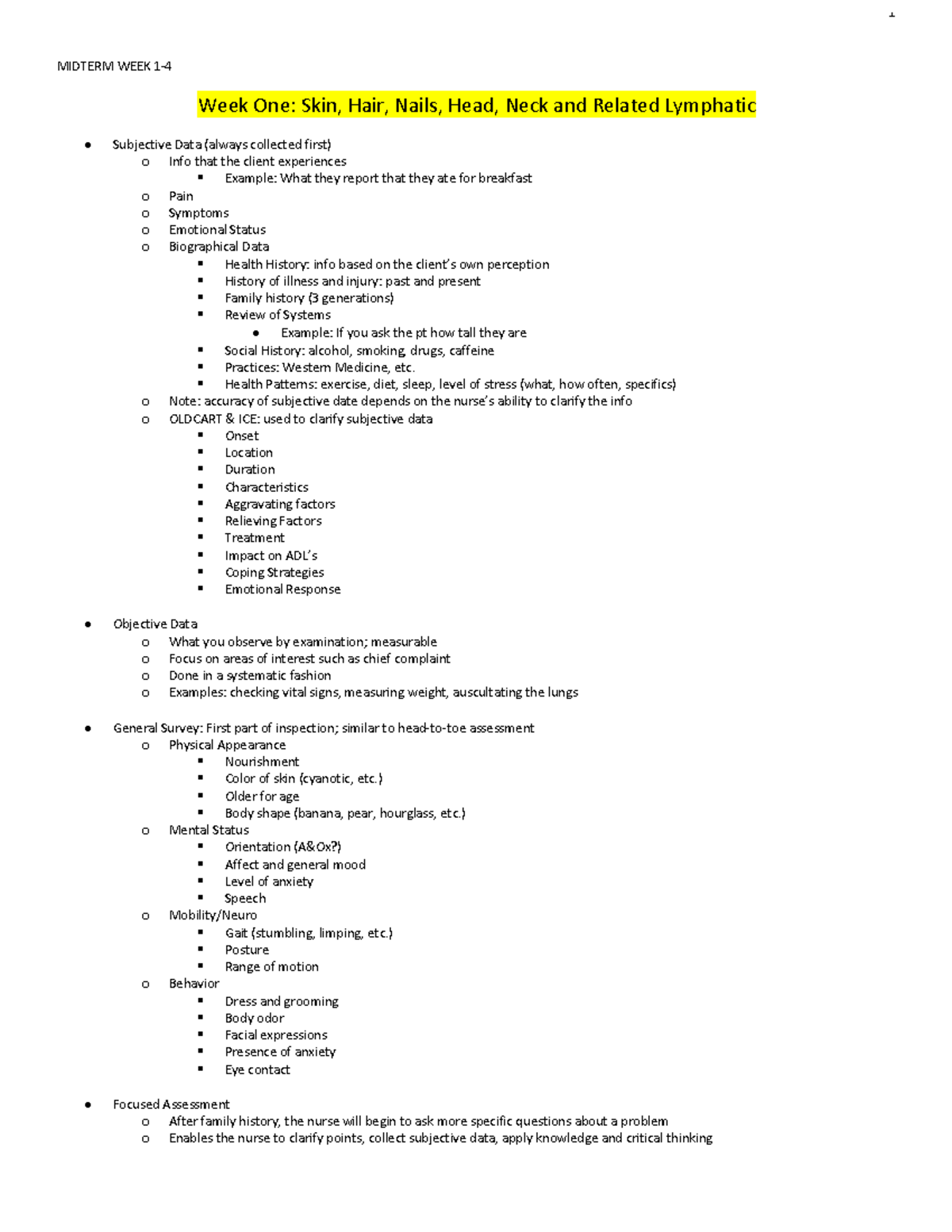 PA Study Guide-1 - ... - MIDTERM WEEK 1- ####### Week One: Skin, Hair ...