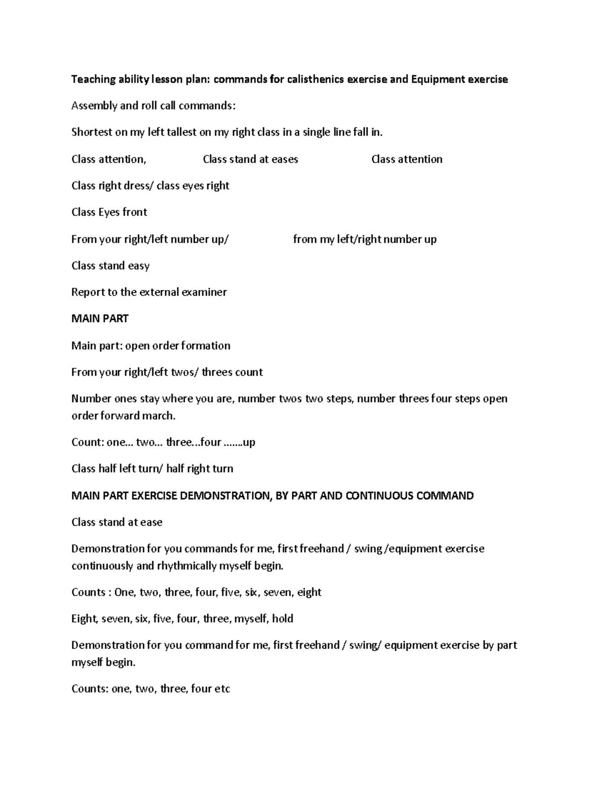 Commands - teaching practice - Teaching ability lesson plan: commands ...