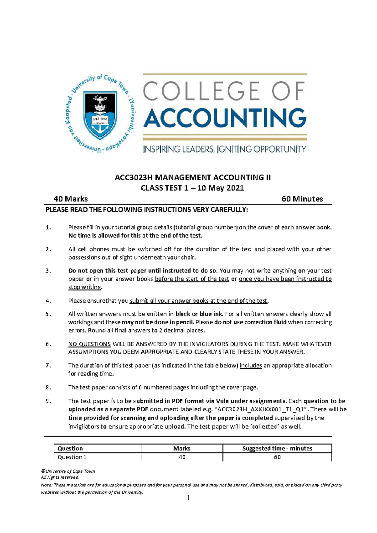 Management+Accounting+II+Test+1+Question+Paper+ Final - ACC3023H ...