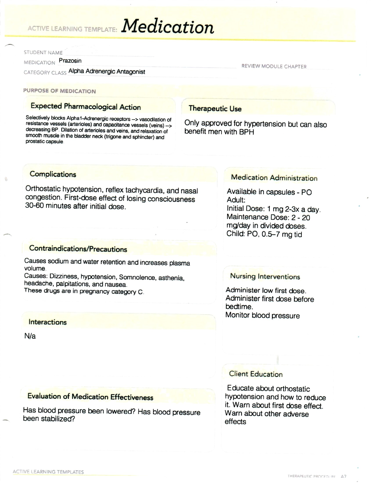 ATI Prazosin Medication Sheet - PNSG 2240 - Studocu