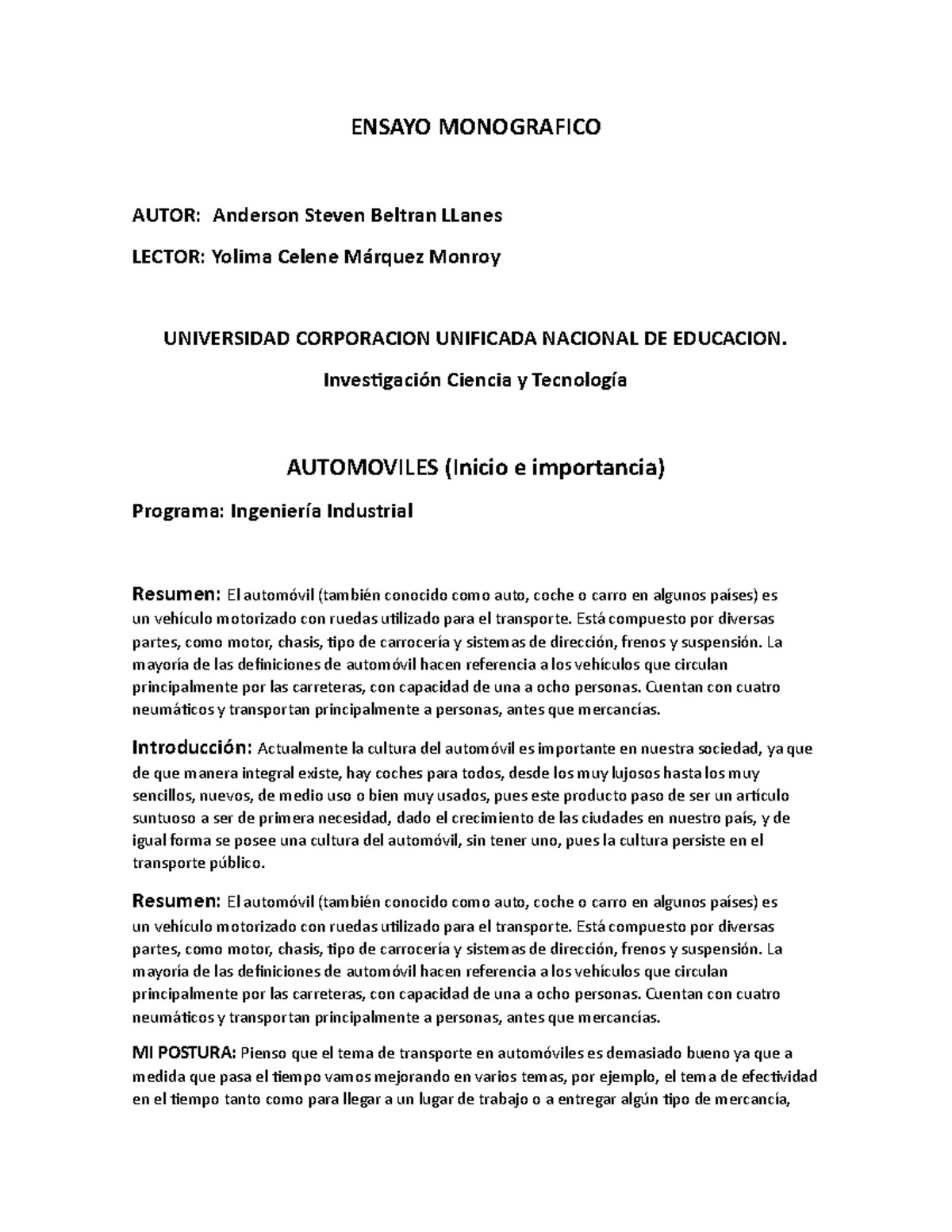 Ensayo Monografico- Anderson Beltran - ENSAYO MONOGRAFICO AUTOR ...