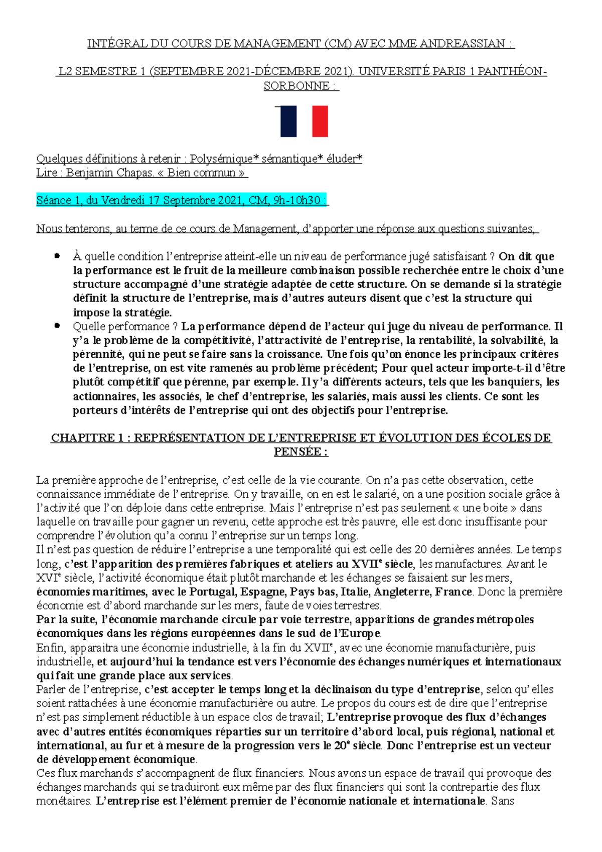 Cours Complet DE Management - INTÉGRAL DU COURS DE MANAGEMENT (CM) AVEC ...