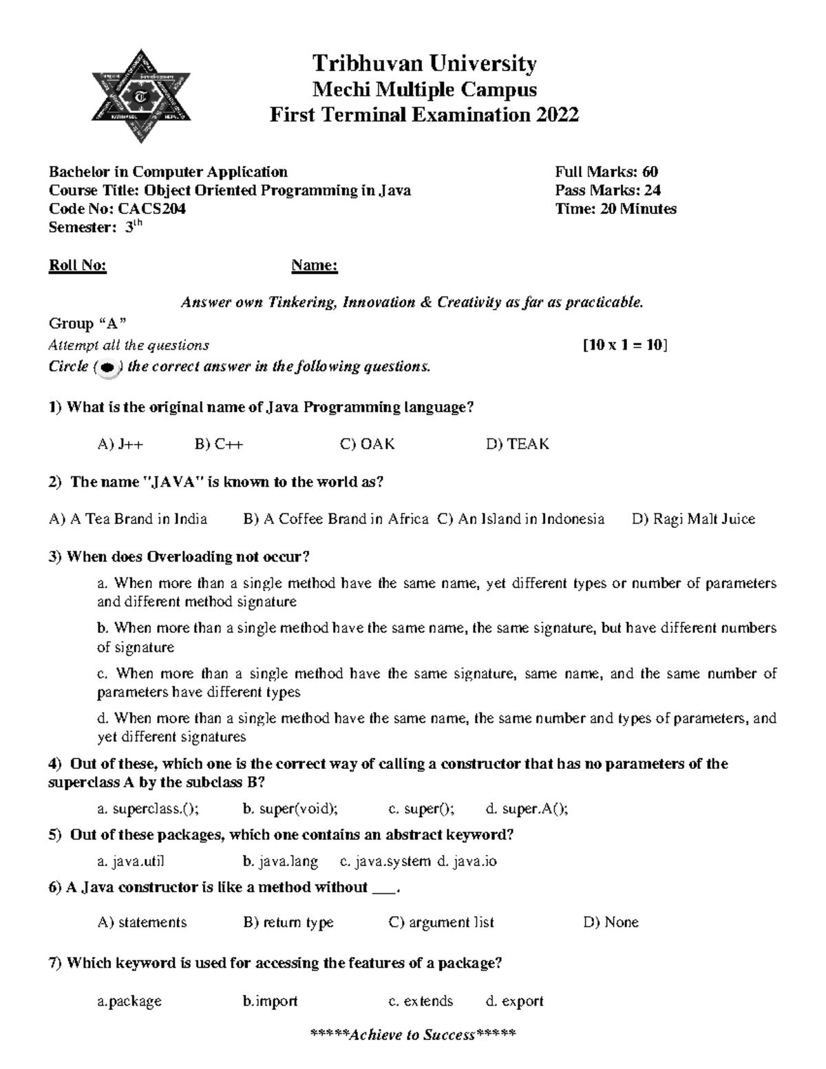 First term 2079 - enjoy - 9 Tribhuvan University Mechi Multiple Campus ...