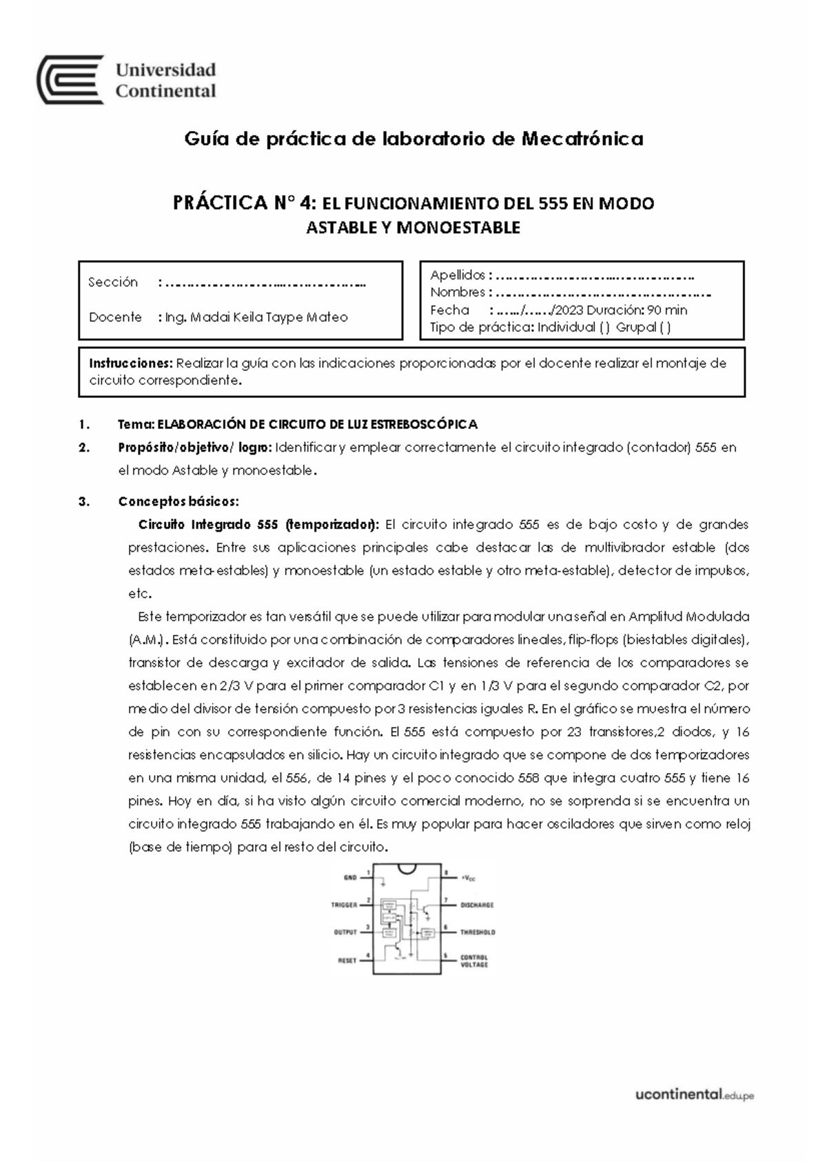 GUÍA DE Laboratorio 04 - 2023 - GuÌa de pr·ctica de laboratorio de MecatrÛnica PR¡CTICA N∞ 4: EL ...